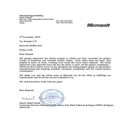 Microsoft appreciation letter | PDF