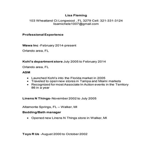 Lisa Fleming updated resume' | PDF