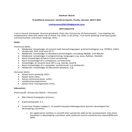 CV - Nathan Ward | DOCX
