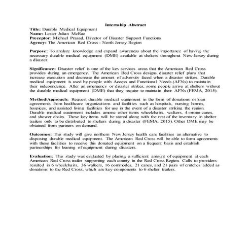 Internship Abstract | DOCX