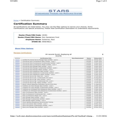 STARS_Certifications | PDF | Certified Pre-Owned Cars | Auto Type