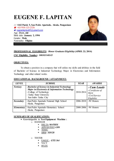 Sample Resume for OJT | PDF