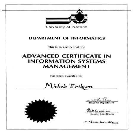 Certificate in Information Systems Management | PDF