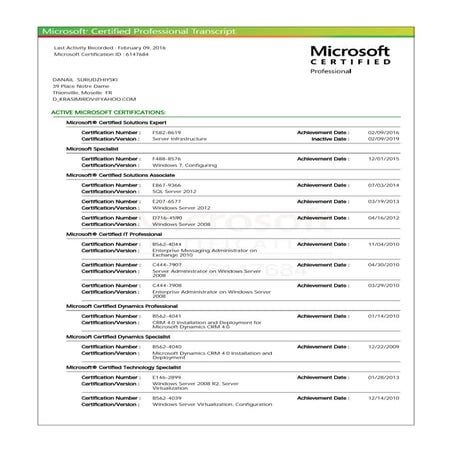 Ms Learning Transcript 2012 | PDF