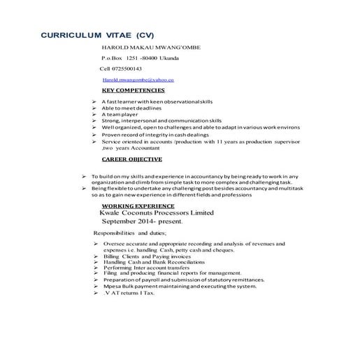 HM CV 2016R | PDF