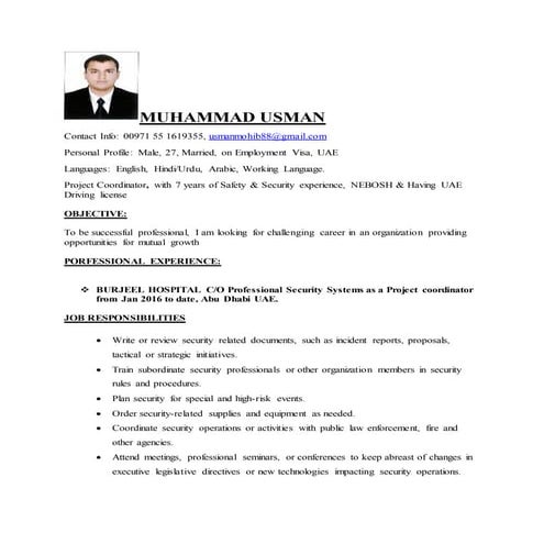 M.Usman CV | DOCX