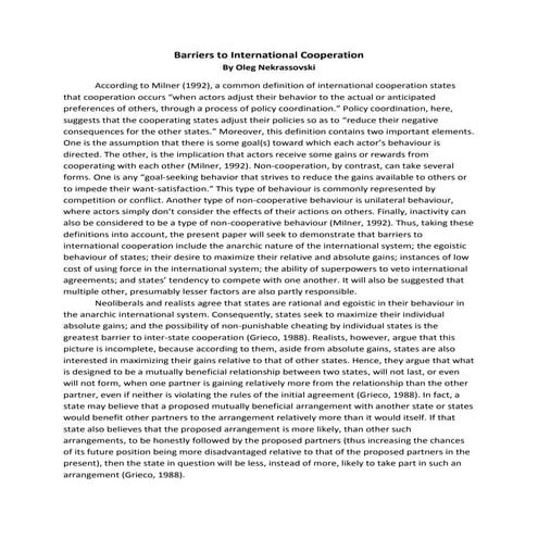 Barriers to International Cooperation | PDF