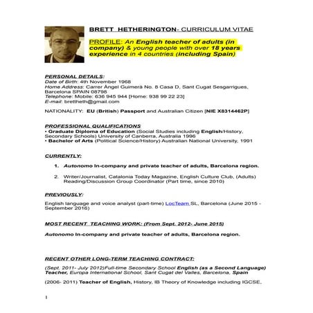 BRETT HETHERINGTON ESL Teacher | DOC