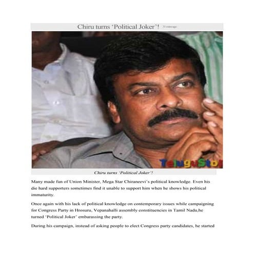 Chiru turns ‘Political Joker’! | PDF