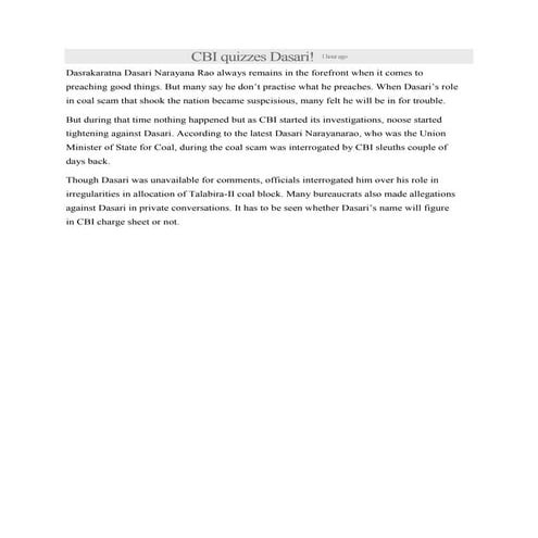CBI quizzes Dasari! | DOCX