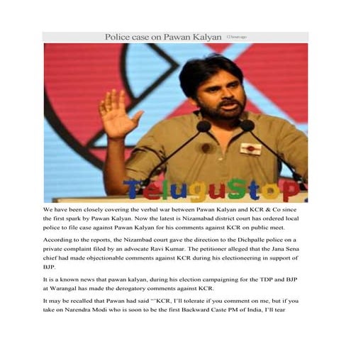 Police case on Pawan Kalyan | DOCX | Politics