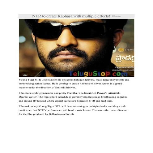 NTR to create Rabhasa with multiple effects! | DOCX