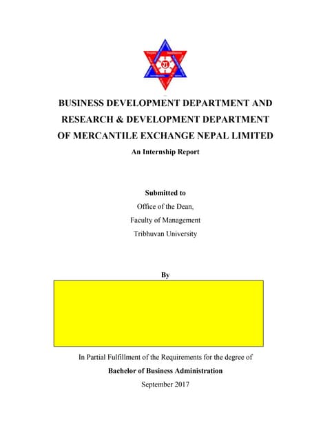 Title Pages for Internship Report | PDF