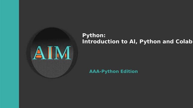 Aaa Ped 1 Python Introduction To Ai Python And Colab Ppt 2677