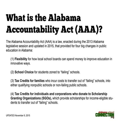 Alabama Accountability Act - The Basics - UPDATED | PDF