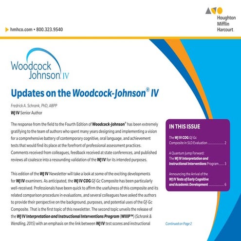 Overview of the WJ IV Cognitive Battery: GIA and CHC Clusters | PPT