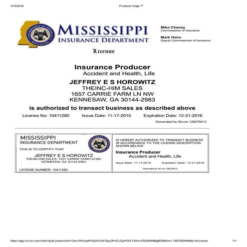 Mississippi Life and Health Insurance License | PDF