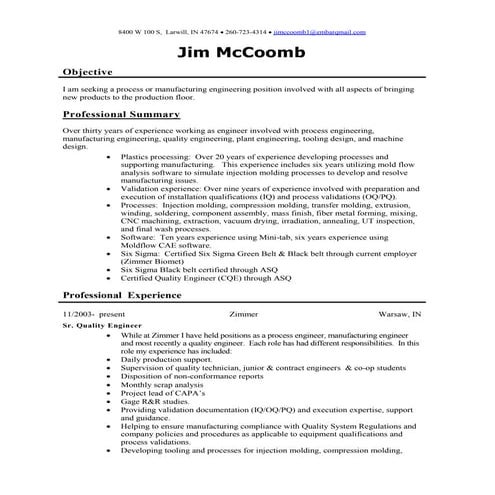 Jim McCoomb Resume | PDF