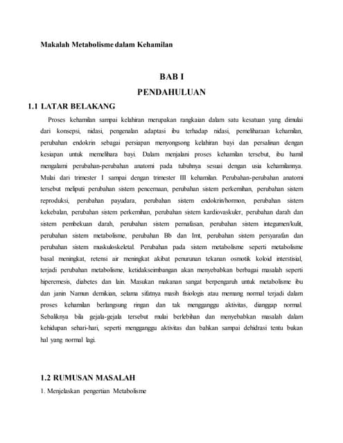 Metabolisme Pada Bumil | PPTX