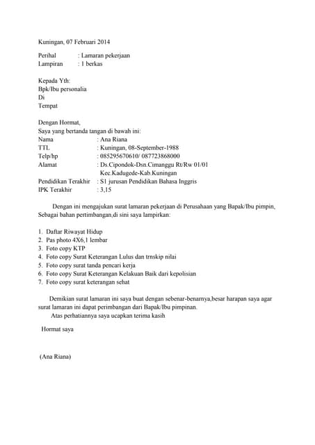 Surat lamaran | DOCX