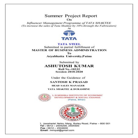 Tata Steel Organisation Structure Project | PDF