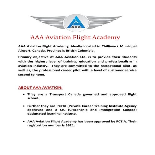 Aaa aviation flight academy | PDF