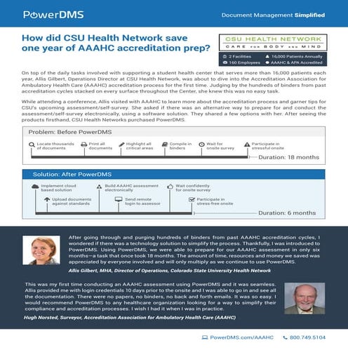 Save 1 Year on AAAHC Accreditation: CSU Case Study | PDF