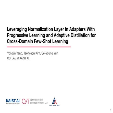 Presentation File of paper "Leveraging Normalization Layer in Adapters With Progressive Learning ...