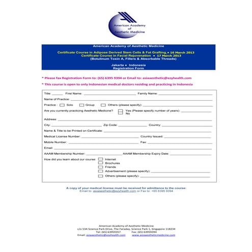 Aaam registration form | PDF