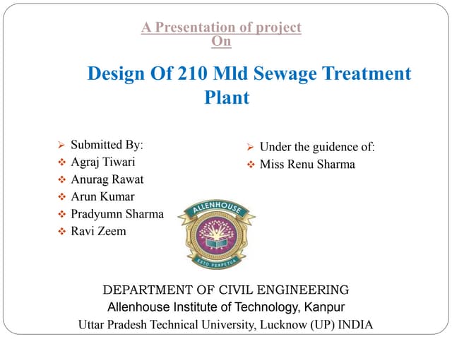 Construction of Sewage Treatment Plant STP – 350 kld for CPMF Part 1 | PPTX