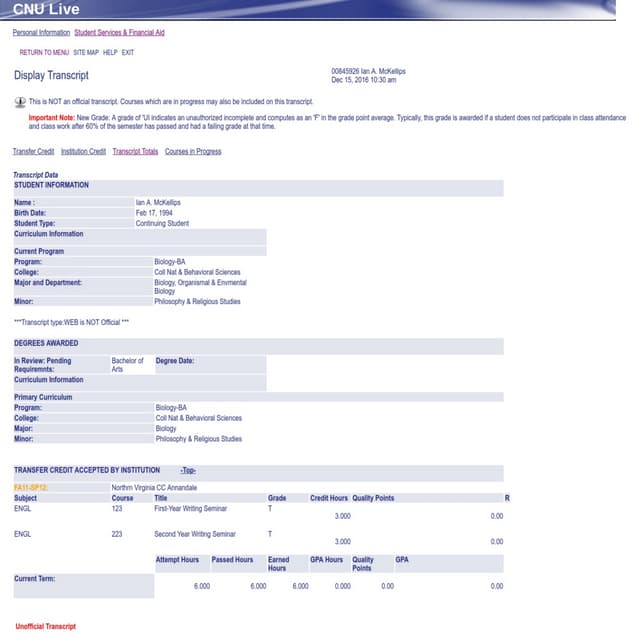 Academic transcript | PDF