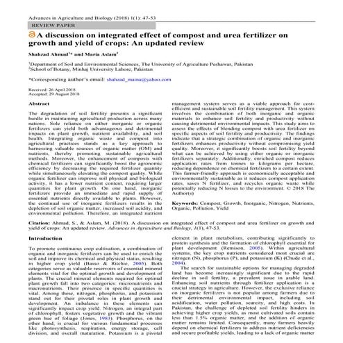 A discussion on integrated effect of compost and urea fertilizer on ...