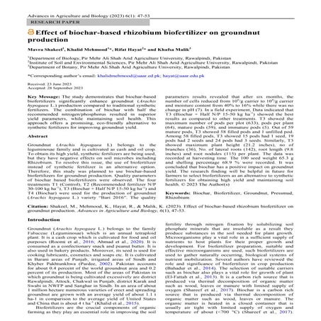 Effect of biochar-based rhizobium biofertilizer on groundnut production | PDF