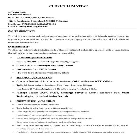 Satyajit CV updated Airtel | DOC