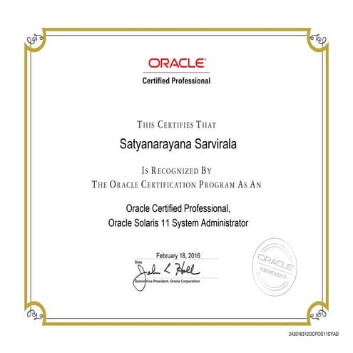 Oracle Solaris11 System Administration E Certificate | PDF | Computer Software and Applications ...
