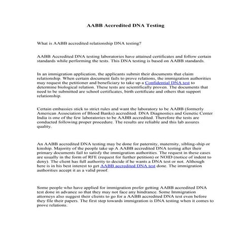 AABB Accredited DNA Testing | PDF