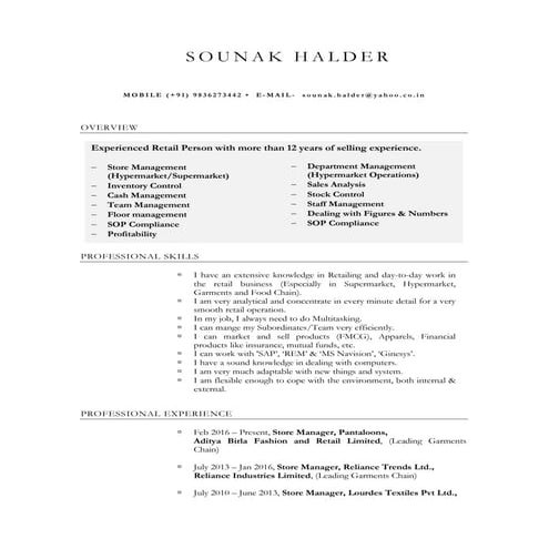 Soumen Majumdar Resume | PDF