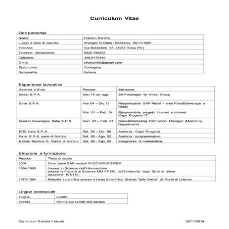 Curriculum 2014 Sandra Franzin | DOCX