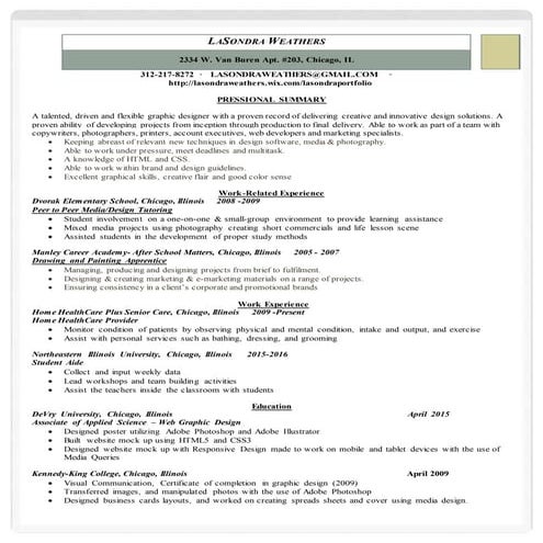 LaSondra Weathers Resume | DOCX