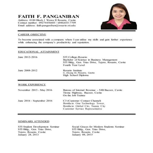 FAITH RESUME | DOCX
