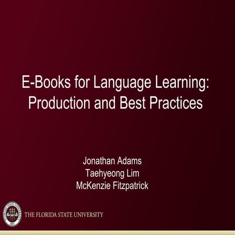 E-Books for Language Learning: Production and Best Practices | PPT