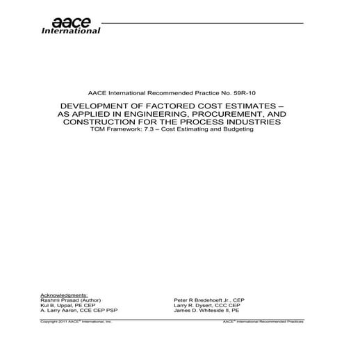 Aace factored cost estimation | PDF