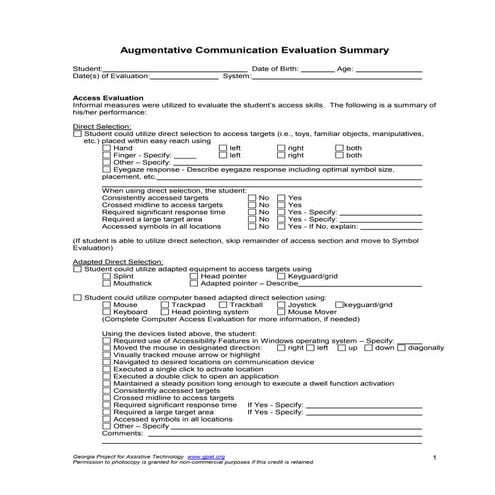 Aac evaluation protocol | PDF
