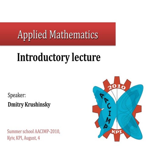Introductory Lecture to Applied Mathematics Stream | PDF
