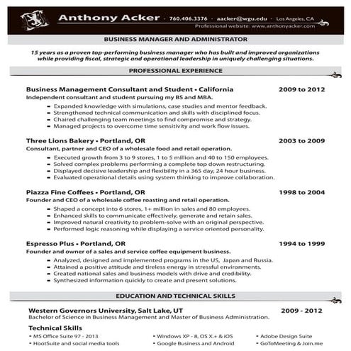A. Acker Resume | PDF | Business Administration | Business