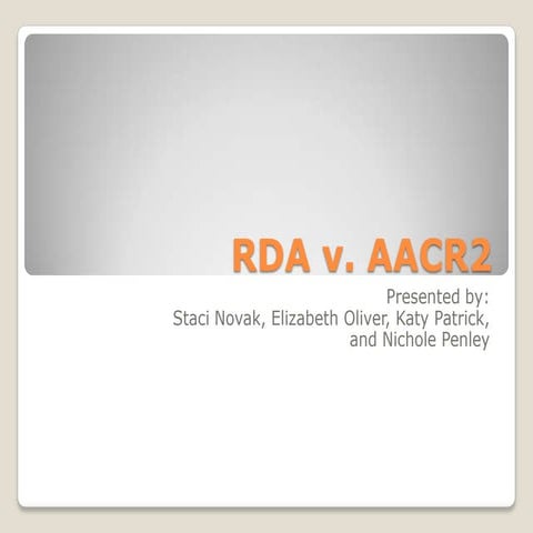 RDA vs. AACR2 | PDF