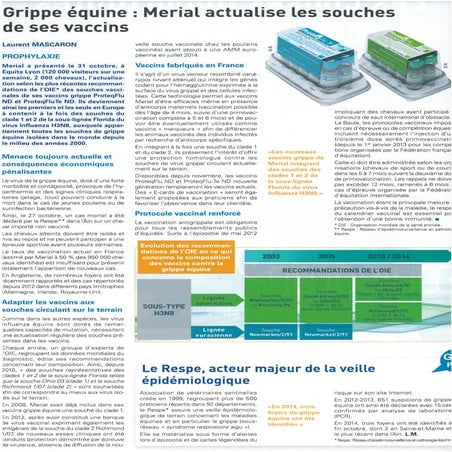 Equine flu vaccines OIE updated Merial Depeche Vet nov 2014 | PDF