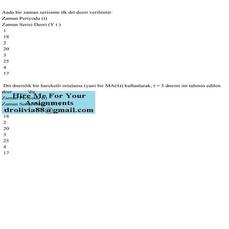 Aada bir zaman serisinin ilk d rt deeri verilmitir Zaman Periyodu.pdf
