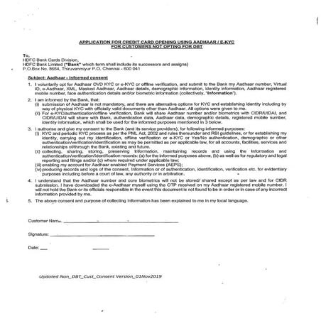 Aadhaar card consent | PDF