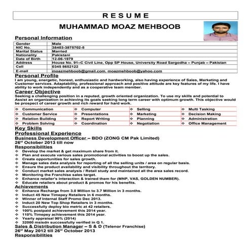 Resume[Moaz Mehboob] | PDF
